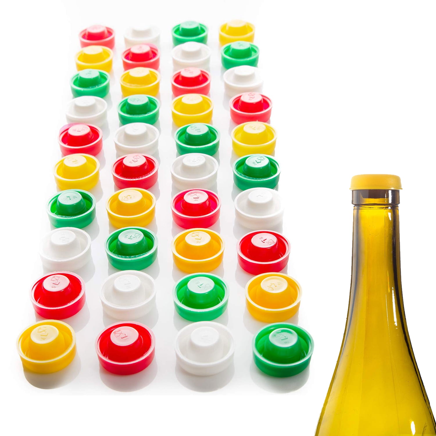 40 PCS Plastic Reusable Beverage Wine Bottle Corks Stoppers Plug Cap ...