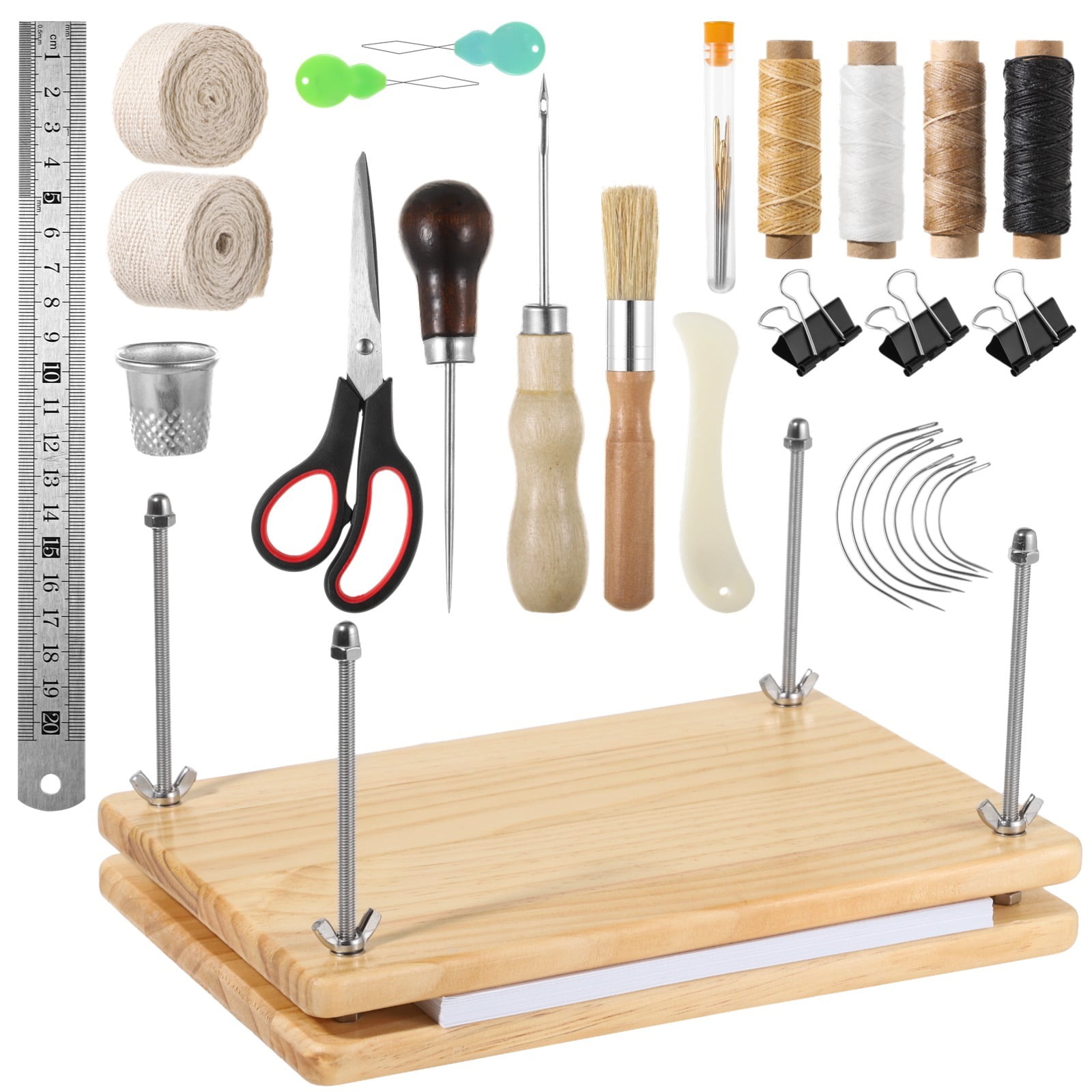 40 PCS Professional Book Binding Kit, 11.6 x 7.7 Inches Wooden Book ...