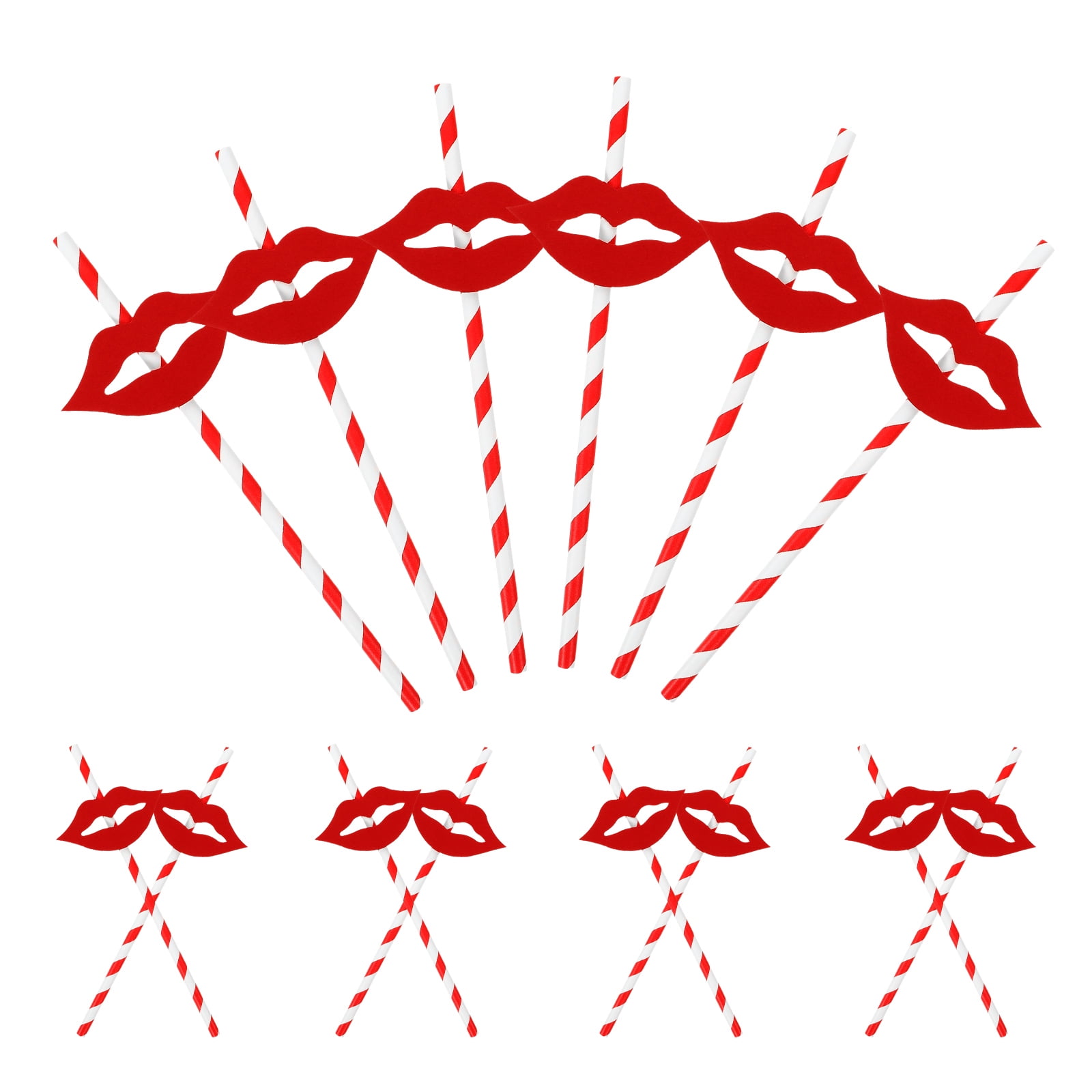 40 PCS Red Lip Straw Disposable Plastic Straws Lips - Walmart.com