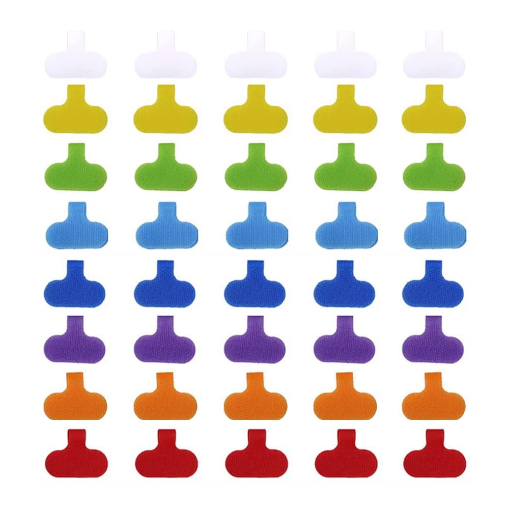 40 PCS Reusable with Multi-Color Oval Cable Labels, Write On Cord ...