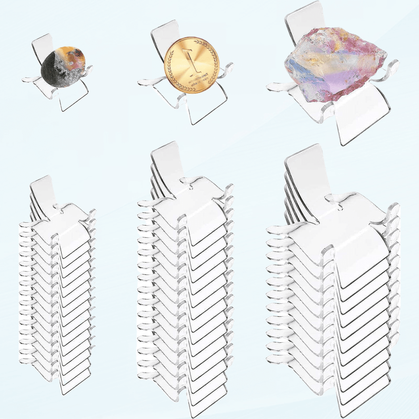 40 PCS Rock Display Stand 3 Sizes Acrylic Rock Holder Clear Display ...