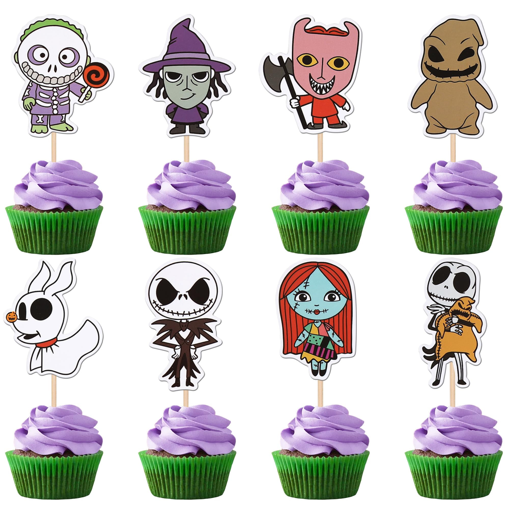 40 PCS Skellington SCH4 Halloween Toppers Skull Ghost Picks Nightmare ...
