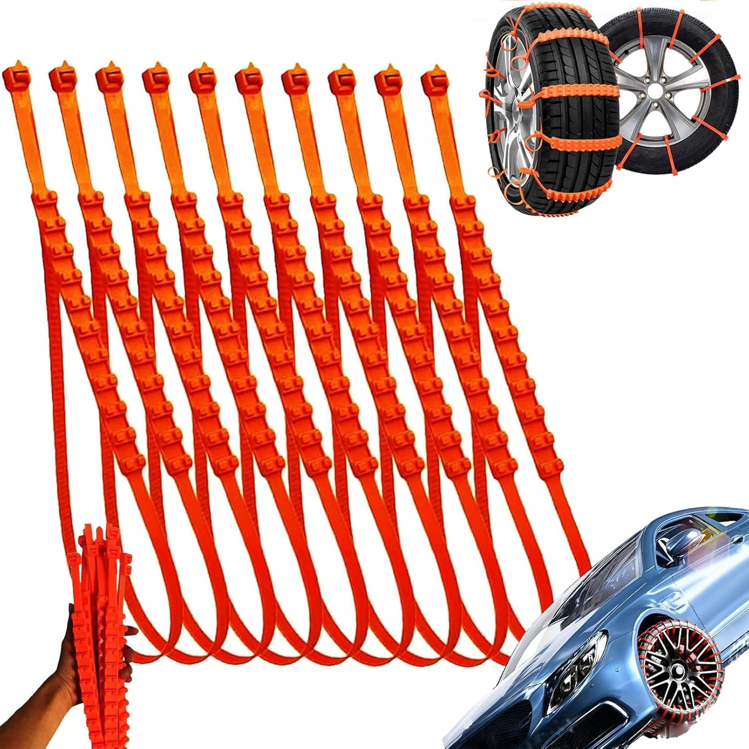 40 PCS Snow Tire Traction Straps, Adjustable Reusable Anti-Skid Nylon ...