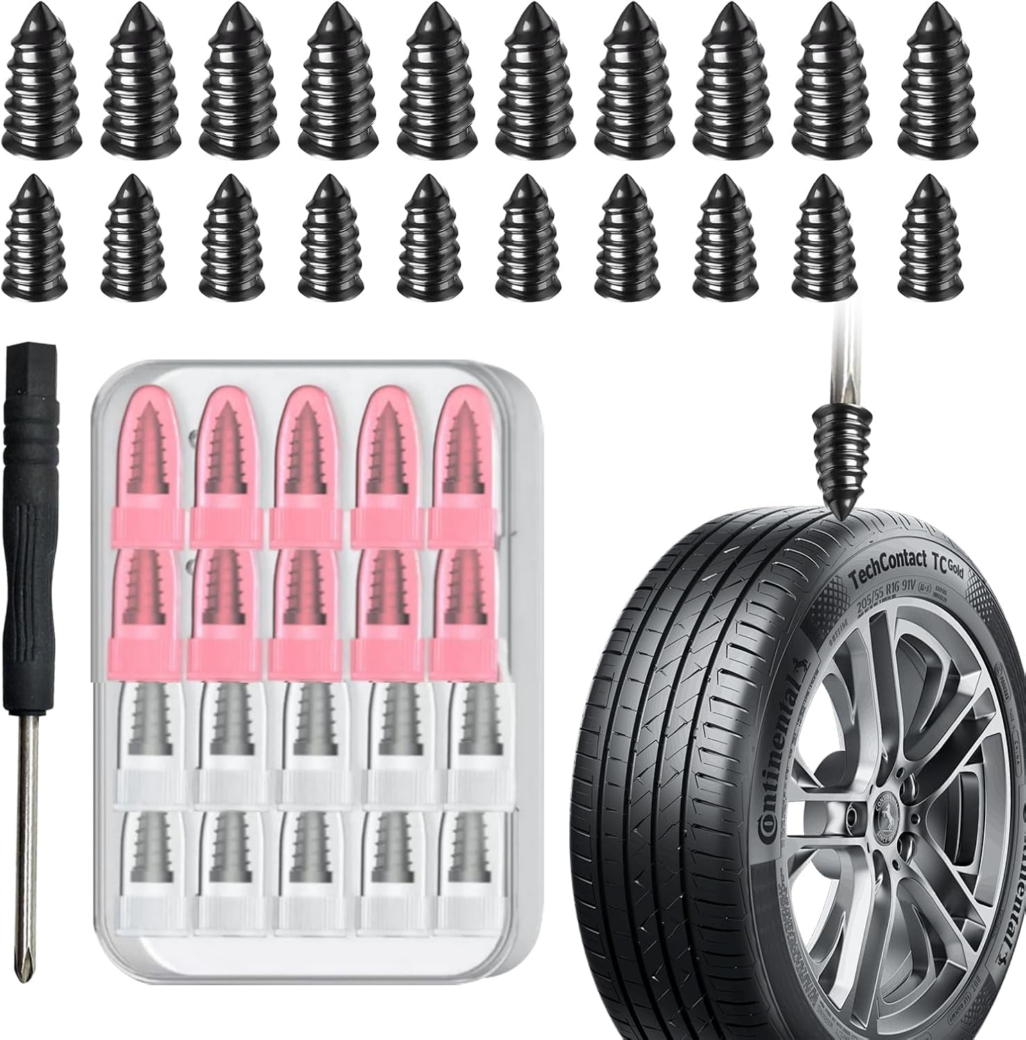 40 PCS Tire Repair Rubber Nails Kit, Tire Repair Rubber Nail with Box ...