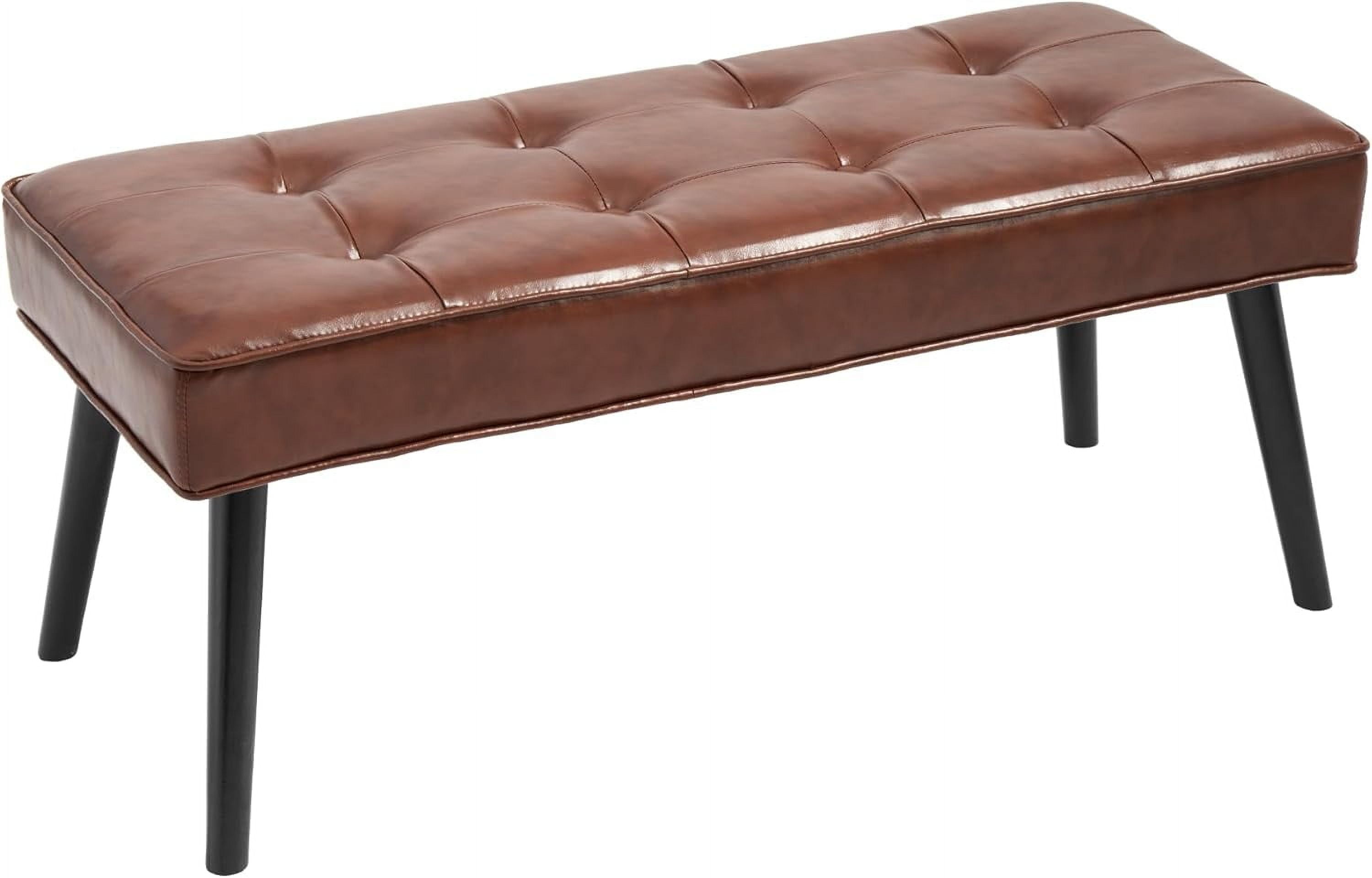 40'' PU Leather Tufted Ottoman Bench, Modern Upholstered End of Bed ...