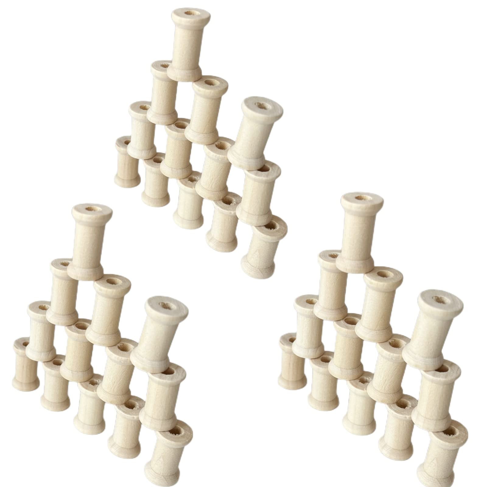 40 Pack 0.6 x 1 inch Empty Wooden Thread Spools for Arts and Crafts C28 ...