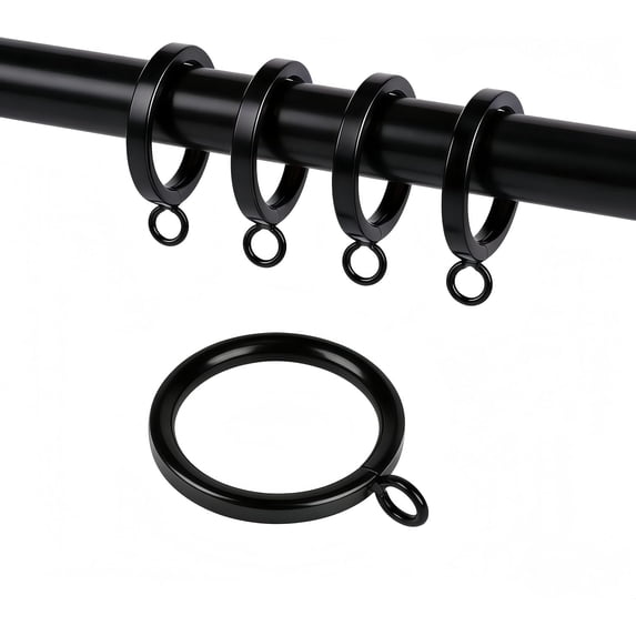 40 Pack 1.25 Inch Inner Diameter Half-Round Black Curtain Rings - Heavy ...
