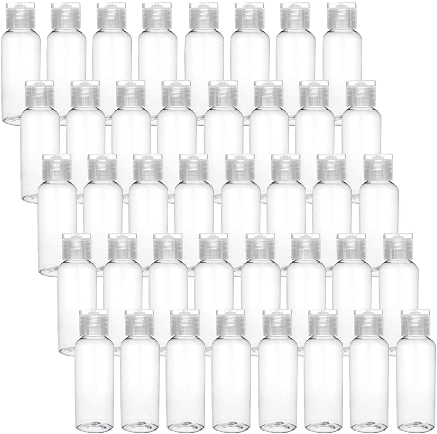 40 Pack 1 oz Plastic Empty Bottles with Flip Cap, Small Refillable ...
