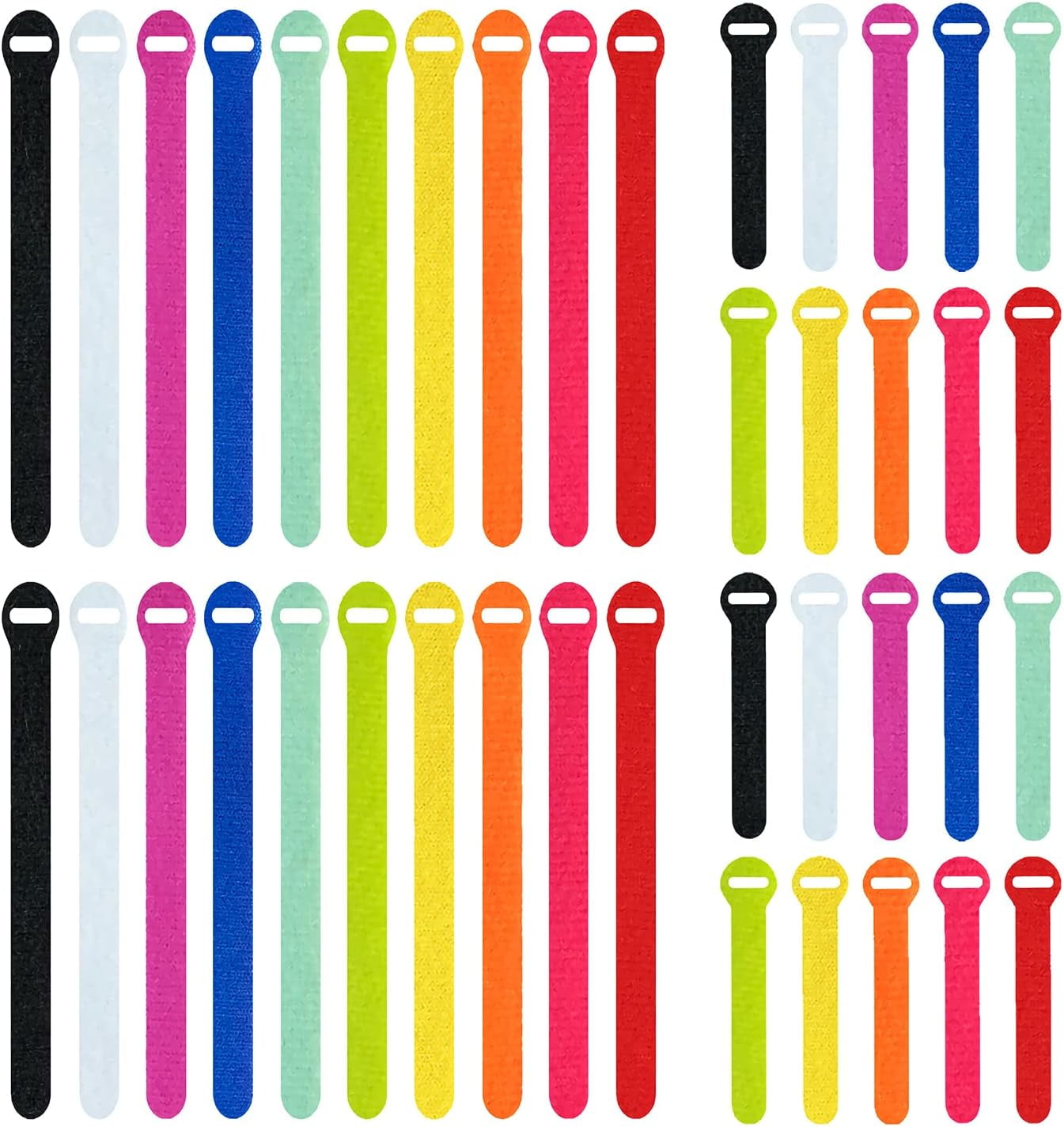 40 Pack 10 Color Reusable Cable Ties Multi Color Releasable Cable ...