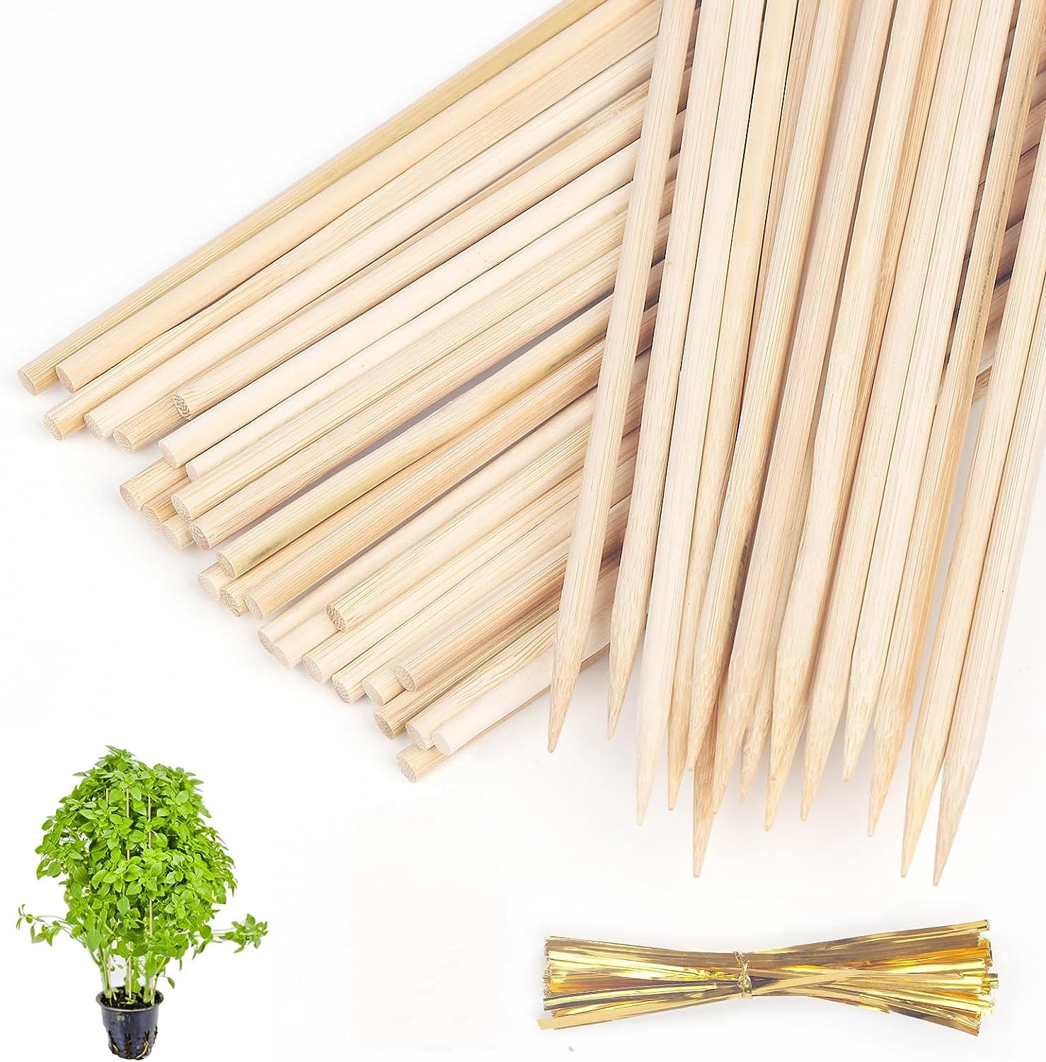 40 Pack 18'' Natural Bamboo Plant Stakes, Wood Plant Supports, Wood ...