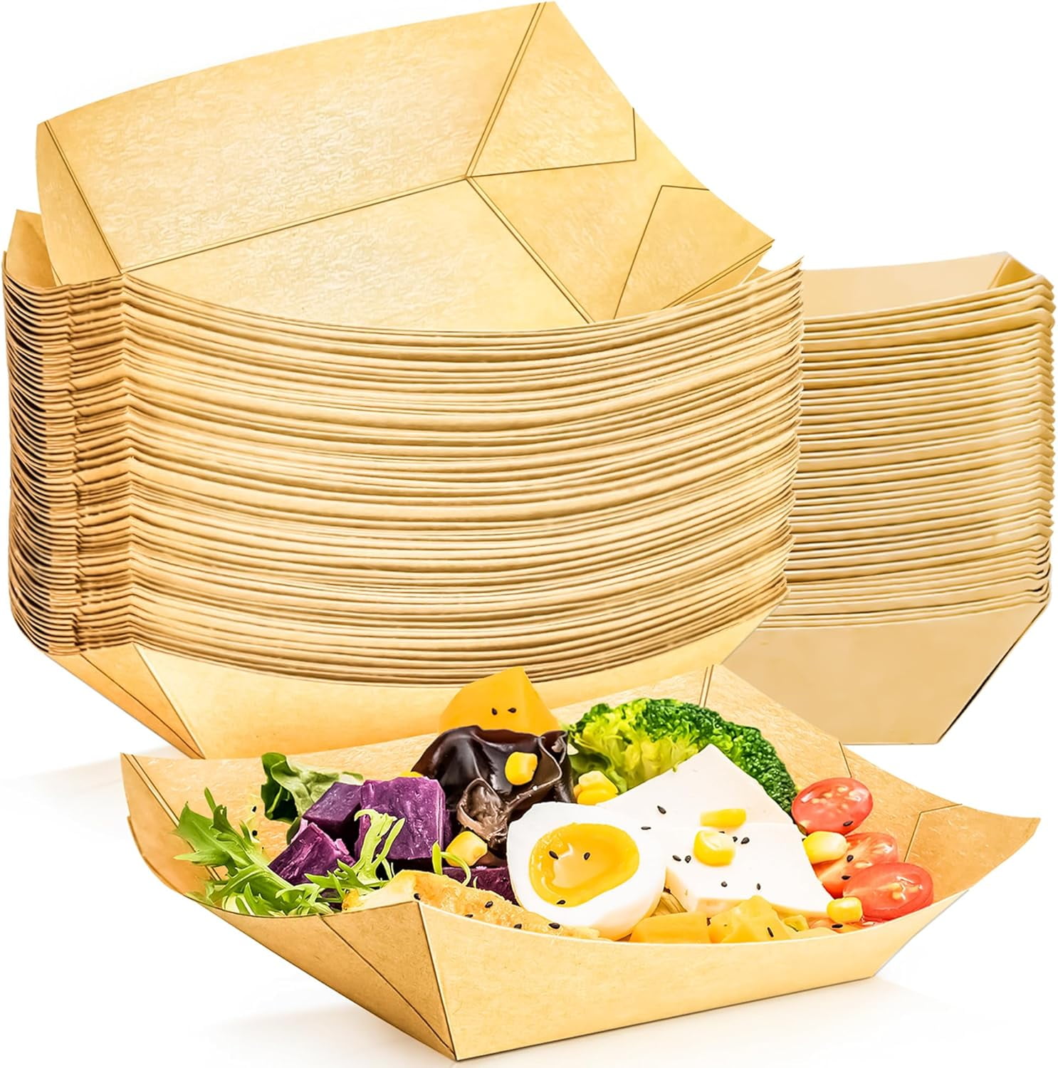 40 Pack 1Lb Paper Food Boat Trays Disposable Paper Boats Bowls ...