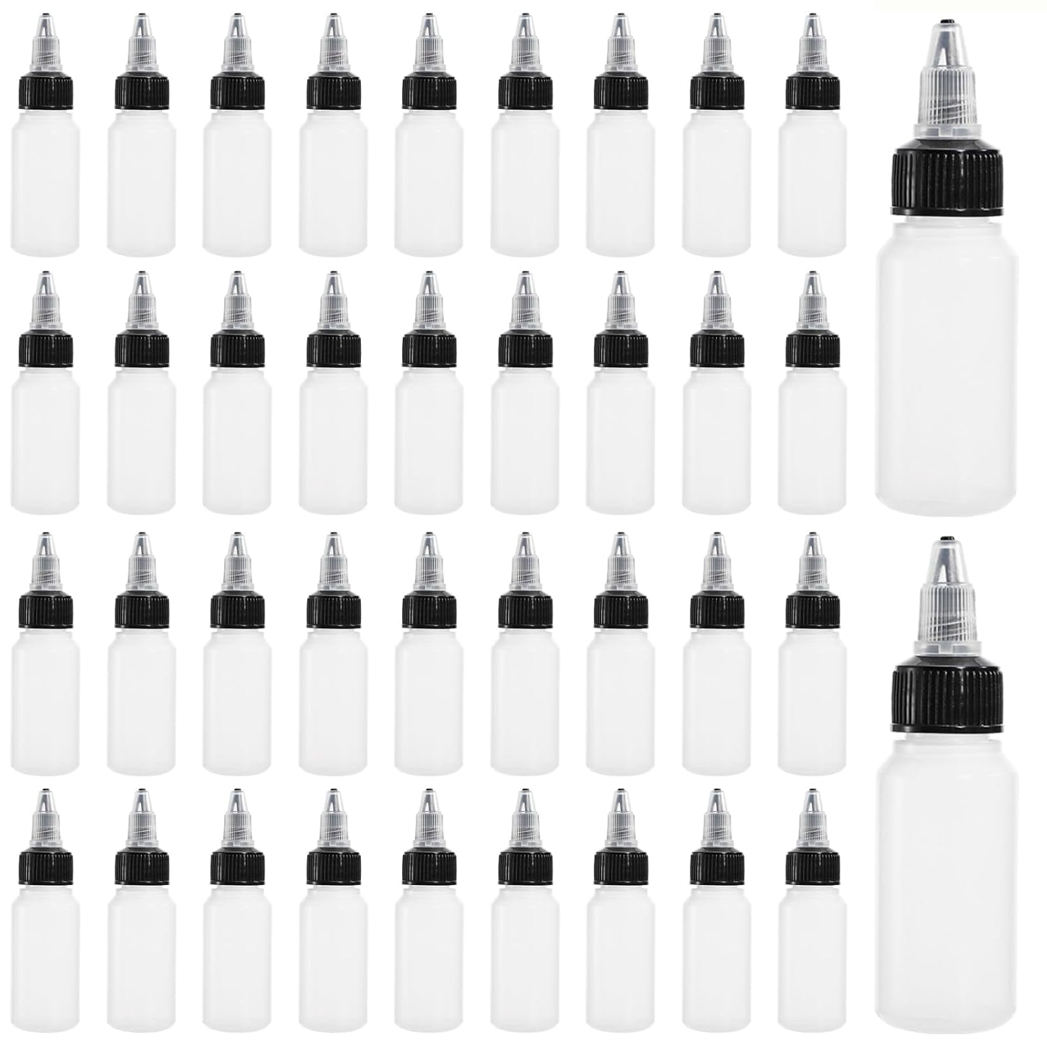 40 Pack 1oz Dispensing Bottles, Boston Round HDPE Plastic Bottle with ...