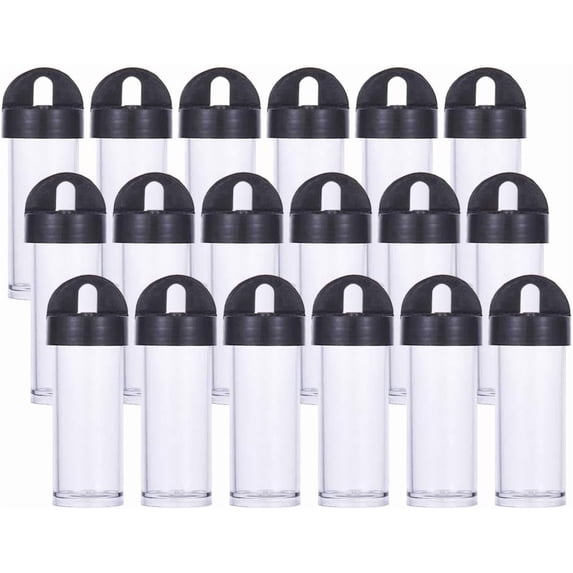 40 Pack 24x56mm Clear Plastic Bead Tubes with Black Screw-Top Lids for ...