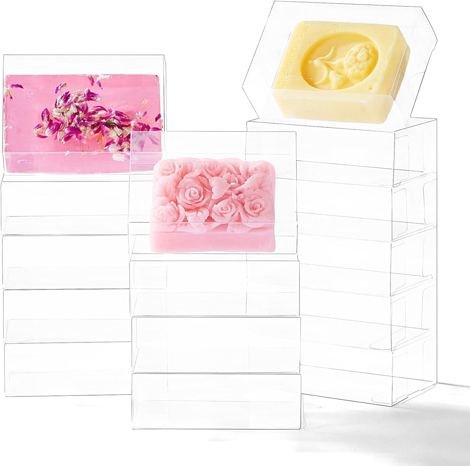 40 Pack 3.5x2.36x1.2 Inch Clear Plastic Soap Boxes for Homemade Soap ...