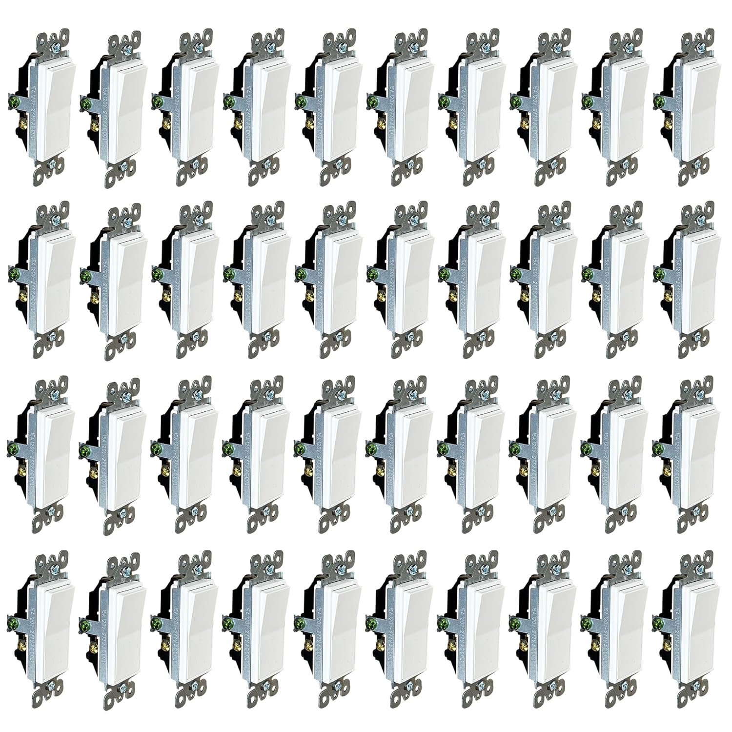 [40-Pack] 3-Way Decorator Paddle Rocker Light Switch, 3-Wire, Grounding ...