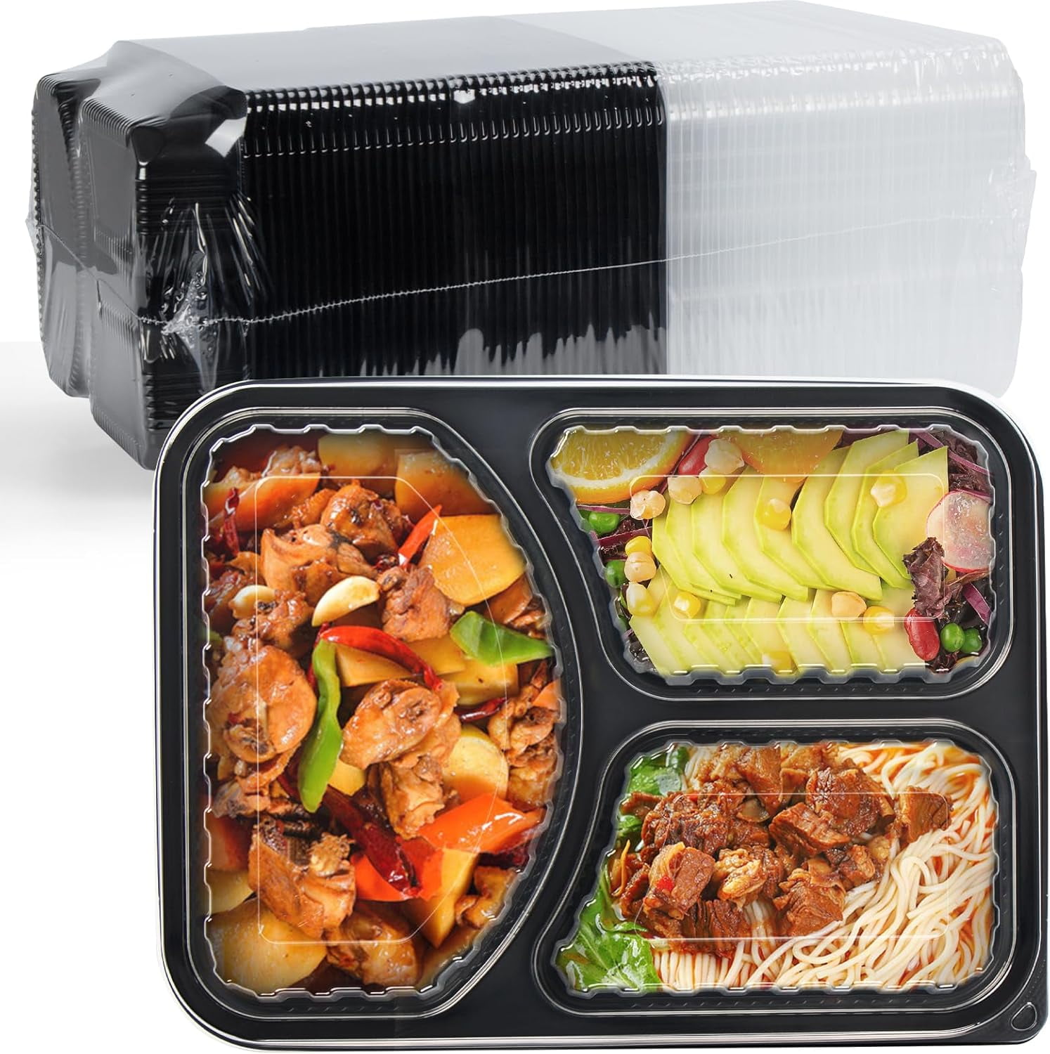 40-Pack 38oz Meal Prep Containers – Reusable To-Go Bento Boxes for Food ...