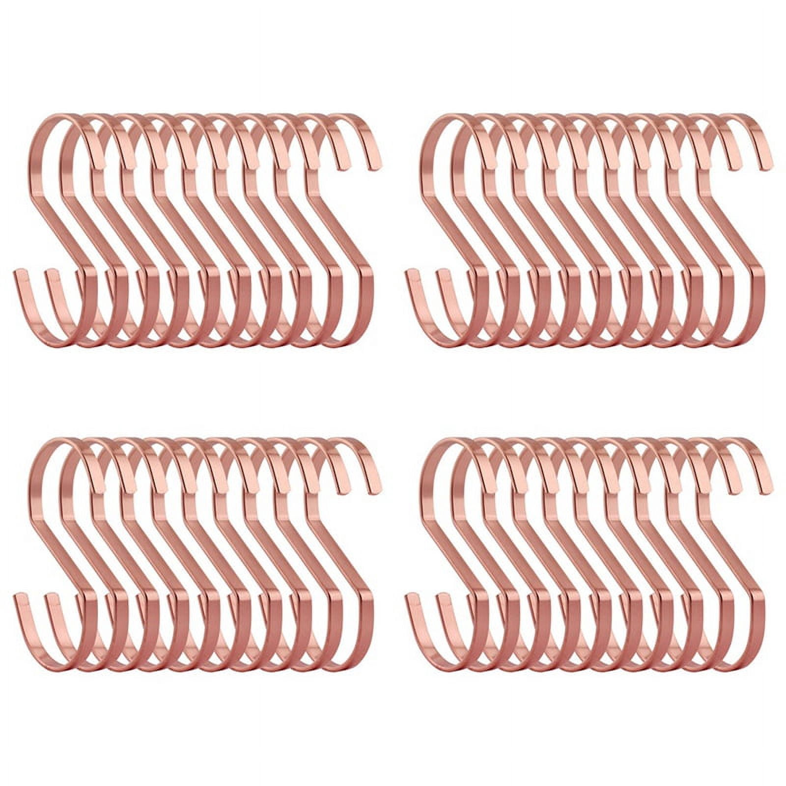 40-Pack 4 Inch Rose Gold Chrome Finish Steel Hanging Flat Hooks - S ...