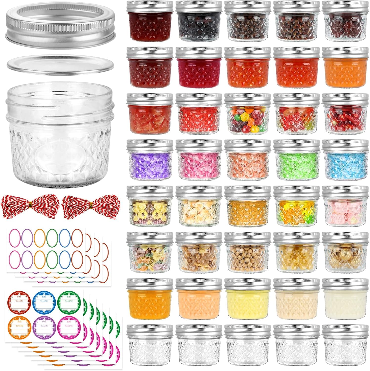 40 Pack 4 oz Mason Jars with Regular Lids and Bands, Small Canning Jars ...