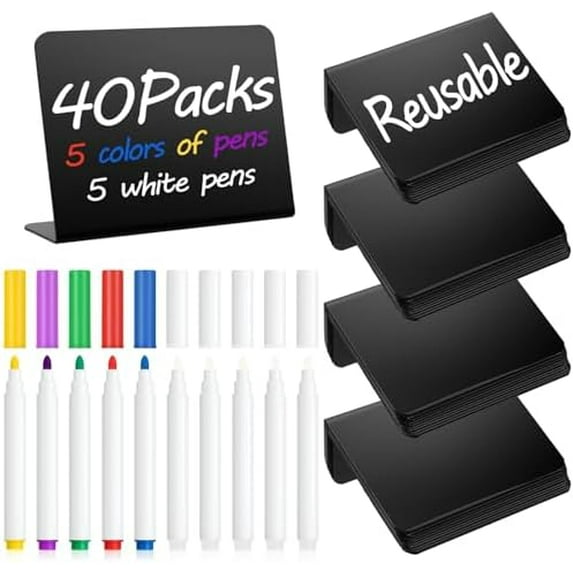 40 Pack 4"x3" Mini Chalkboard Signs for Food, Reusable and Reserved ...