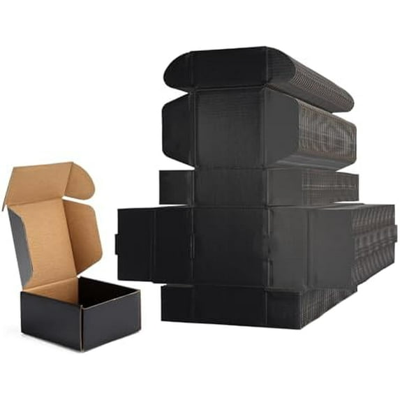 40 Pack 4x4x2 Shipping Boxes, Black Corrugated Cardboard Boxes for ...