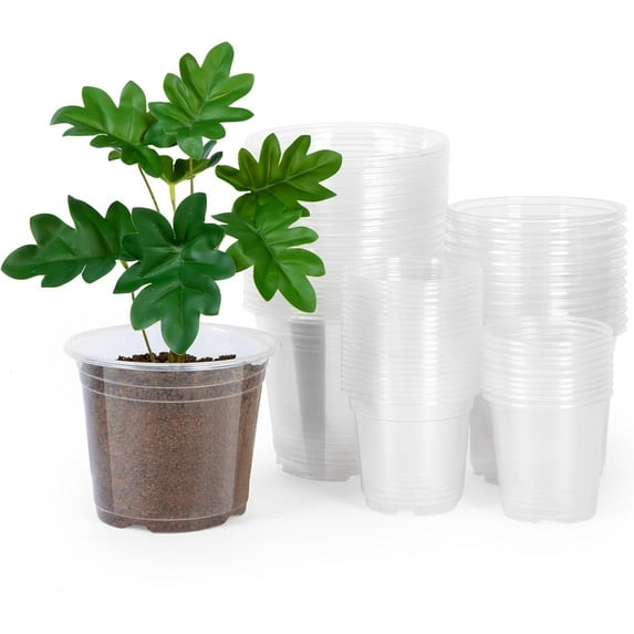 40 Pack 6/5/4/3.5Inch Clear Nursery Pots with Drainage Holes, Clear ...