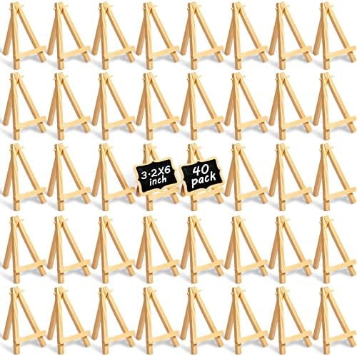 40 Pack 6 Inch Natural Wooden Mini Easel Artist Mini Easel Stand Wood ...