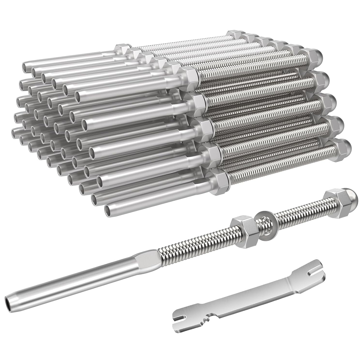 40 Pack 6" Long 1/8" Swage Threaded Stud Tension End Fitting Terminal ...