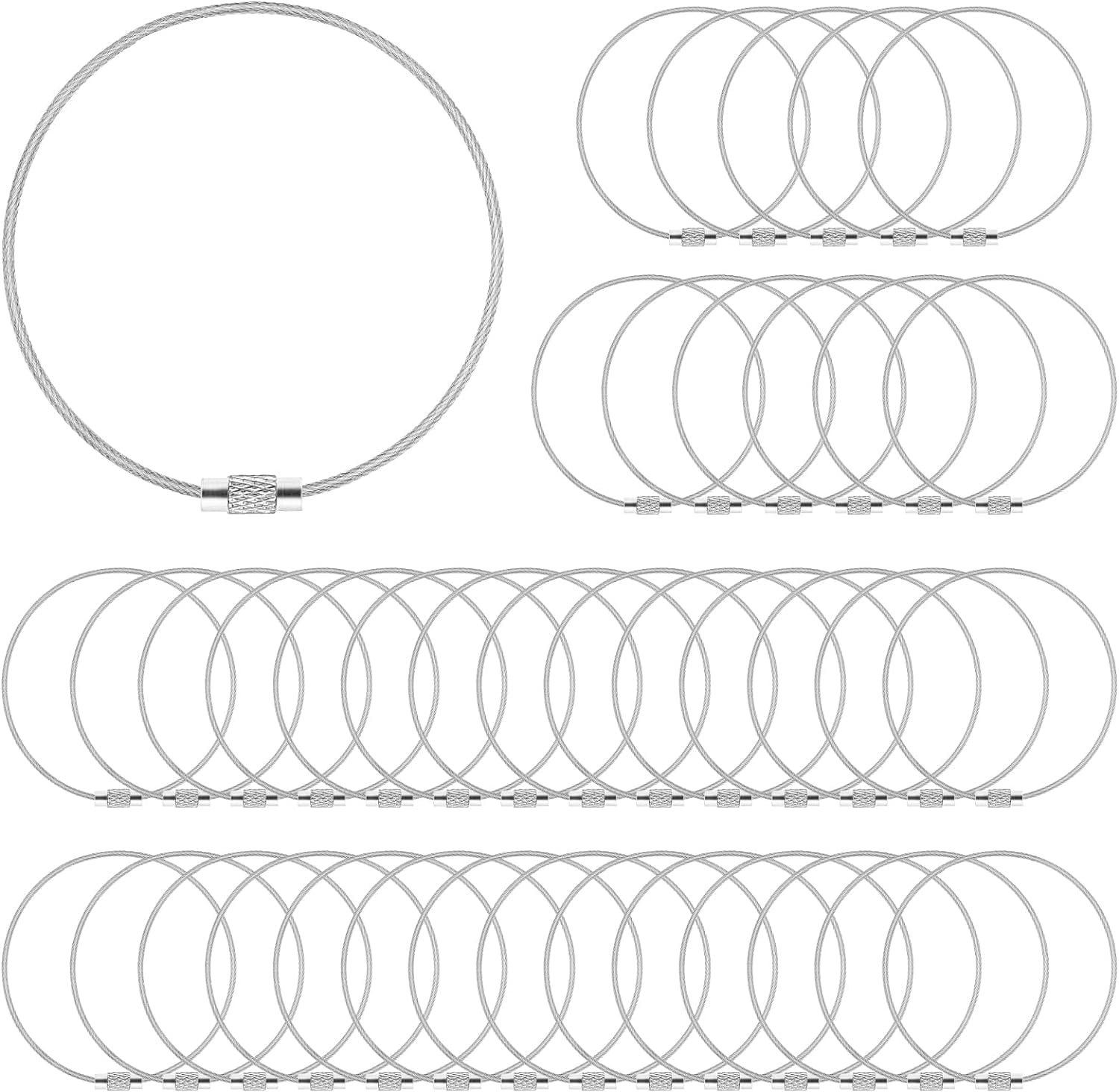 40 Pack 6 inch Metal Luggage Tags Loops Wire Keychain Cable, Stainless ...