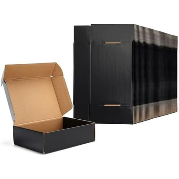 40 Pack 7x5x2 Shipping Boxes, Black Corrugated Cardboard Boxes for ...