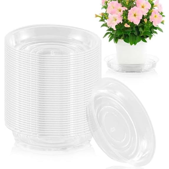 40 Pack 8 Inch Plant Saucer Clear Plant Saucers for Outdoors Plants ...