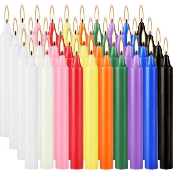 40 Pack Assorted Color Spell Chime Candles, 4 Inch Mini Taper Candles ...