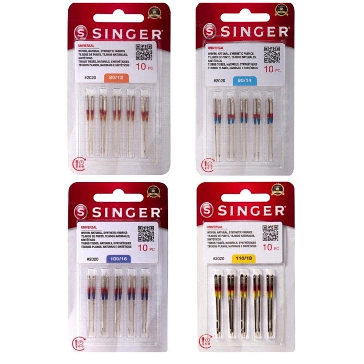 Singer 40-Pack Universal 2020 Home Sewing Machine Needles, Assorted ...