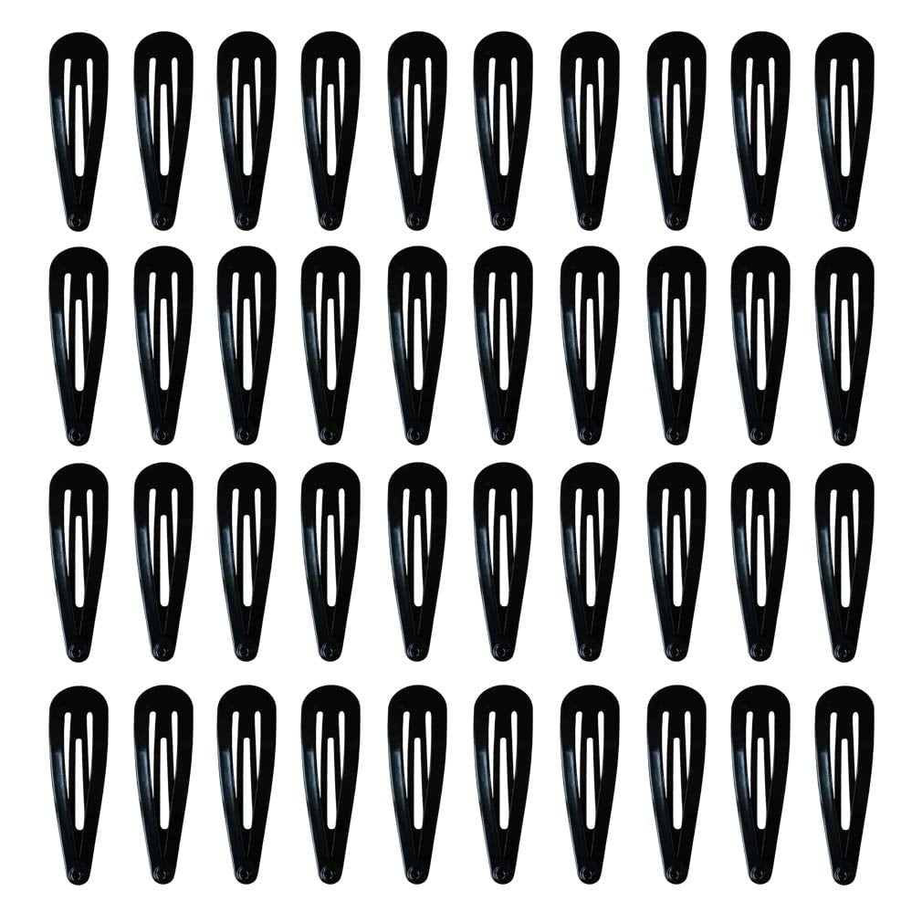 40 Pack Black 2 Inch Barrettes Women Metal Snap Hair Clips Accessories ...
