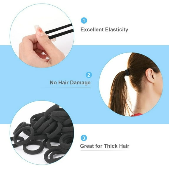 40 Pack Black Seamless Soft Elastic Hair Ties for Women No Damage ...