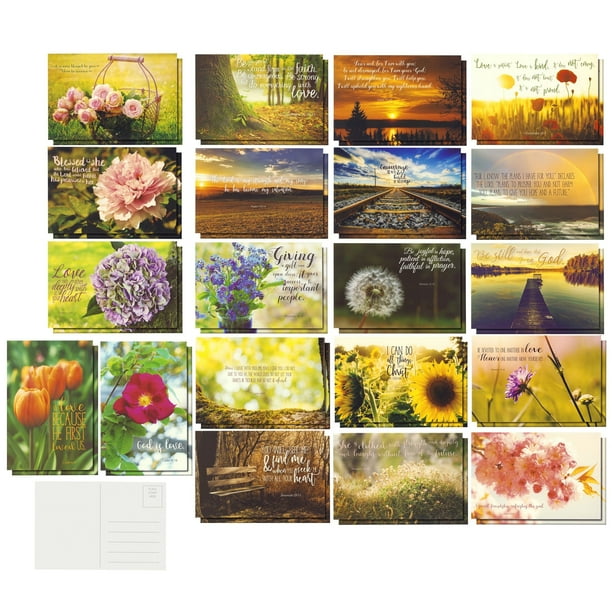 40 Pack Blank Bible Verse Postcards, All Occasion Inspirational Quotes ...