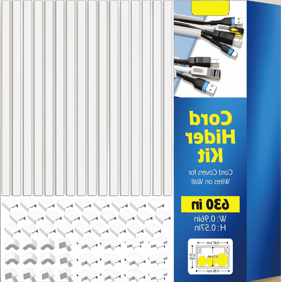 40-Pack Cable Raceway Kit, 630 Inch Paintable Cord Hider for Wall, No ...