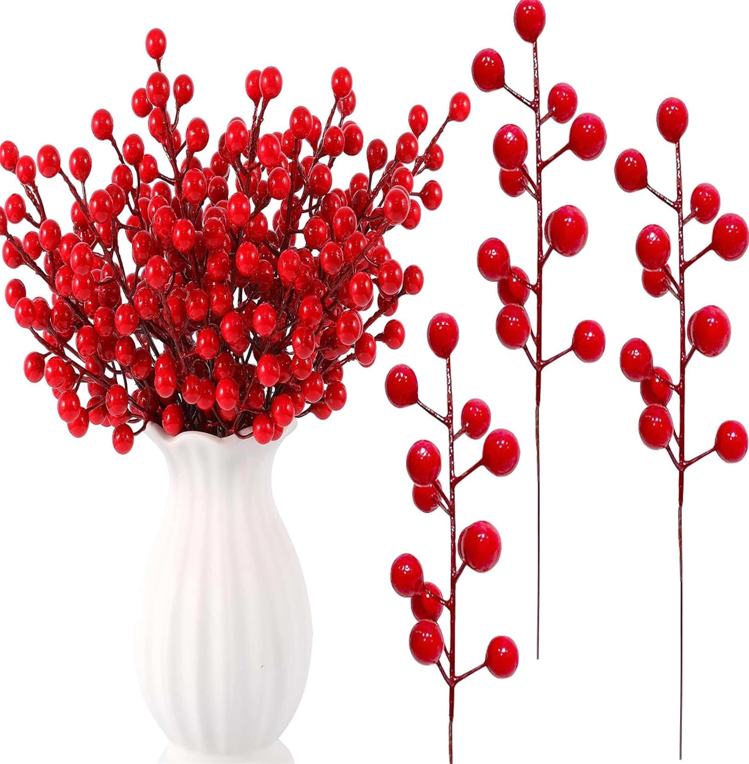 40 Pack Christmas Artificial Red Berries Stems,TGY 8.66inch Artificial ...