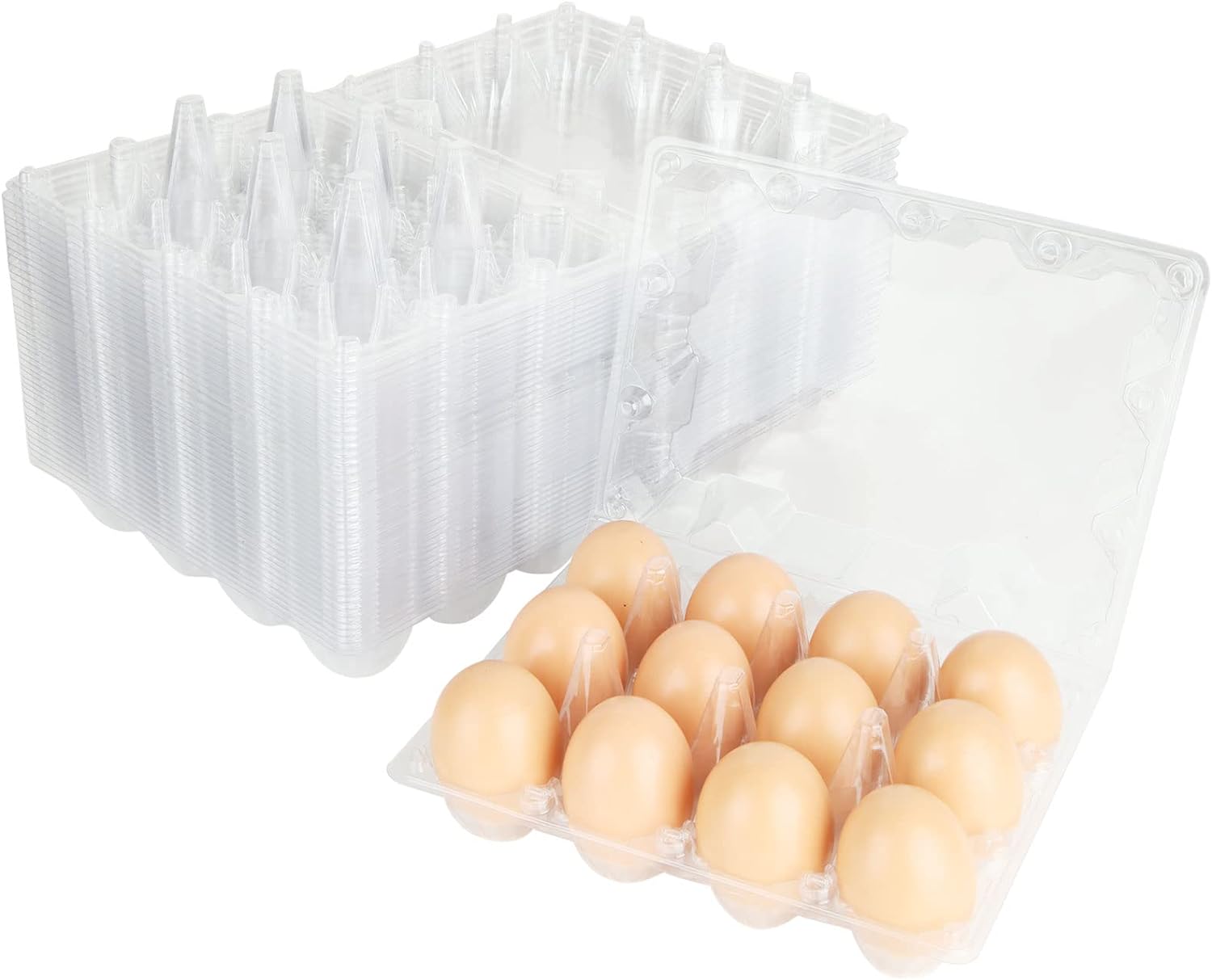 40 Pack Clear Plastic Egg Cartons - Bulk Egg Tray Holder for ...