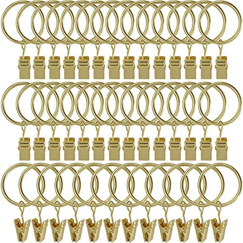 40 Pack Curtain Rings with Clips, Curtain Clip Rings Hooks, Bow Hanger ...