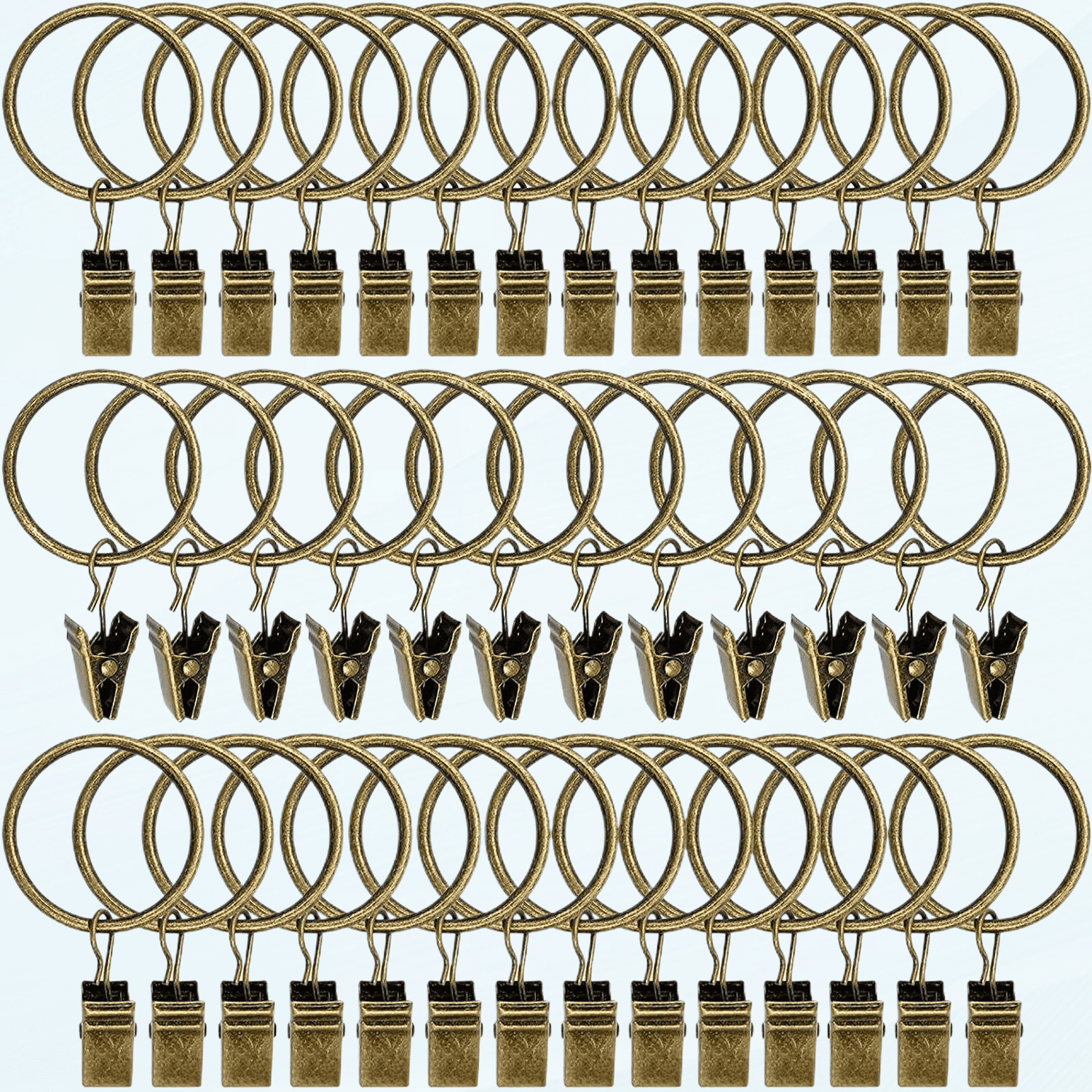 40 Pack Curtain Rings with Clips, Drapery Clips with Rings, Hangers ...