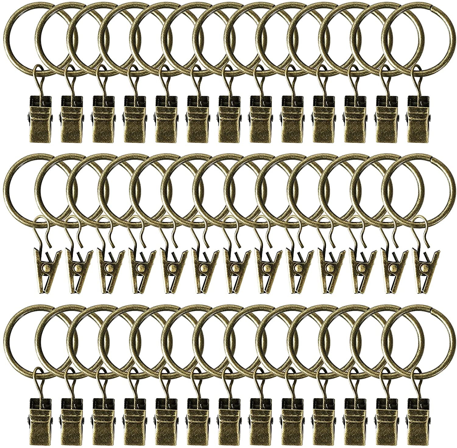 40 Pack Curtain Rings with Clips Hooks, Bronze Drapery Clips with Rings ...