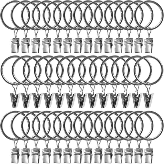 40 Pack Curtain Rings with Clips, Drapery Clips with Rings, Drapes ...