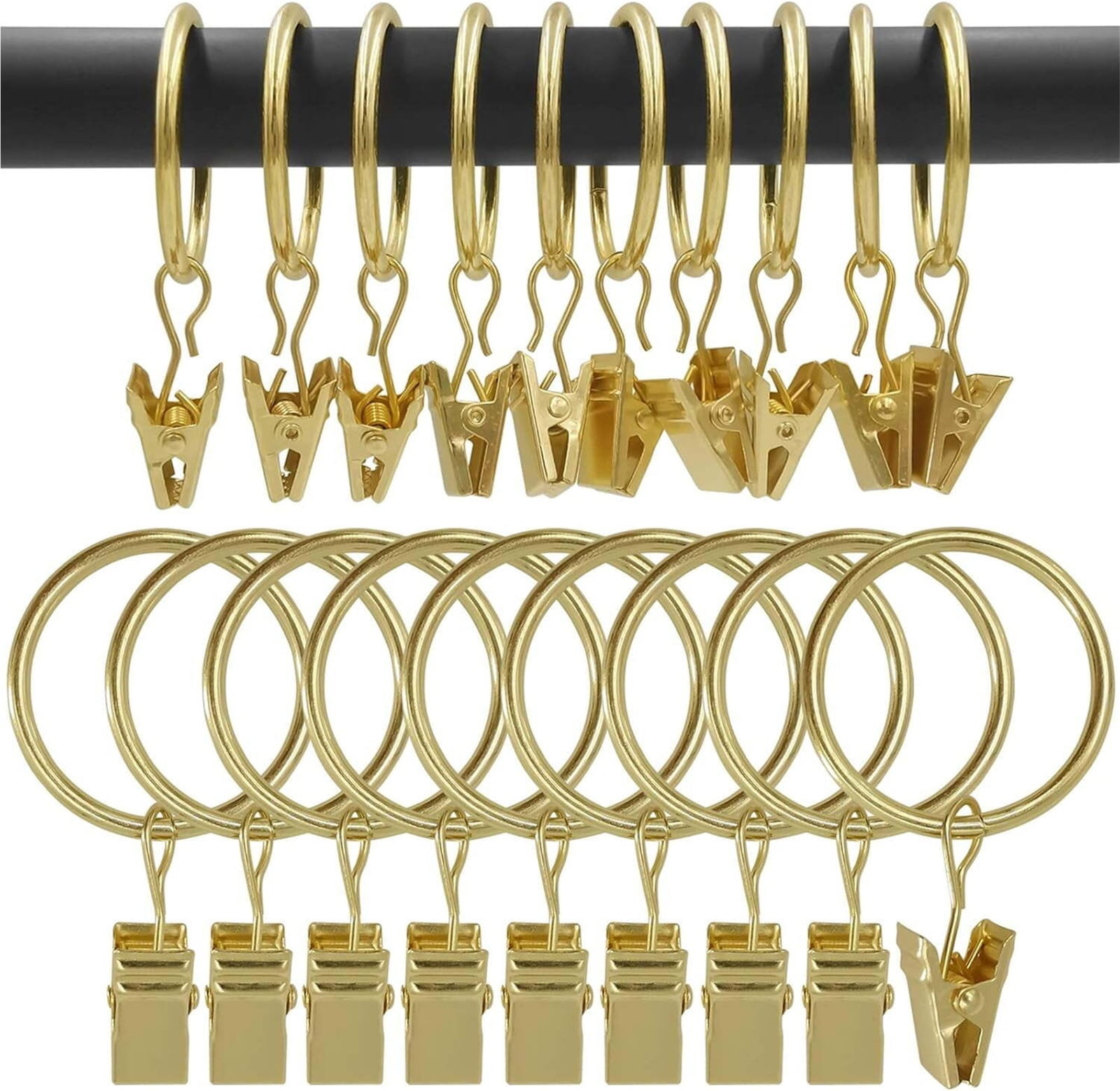 40 Pack Curtain Rings with Clips, Drapery Clips with Rings, Drapes ...