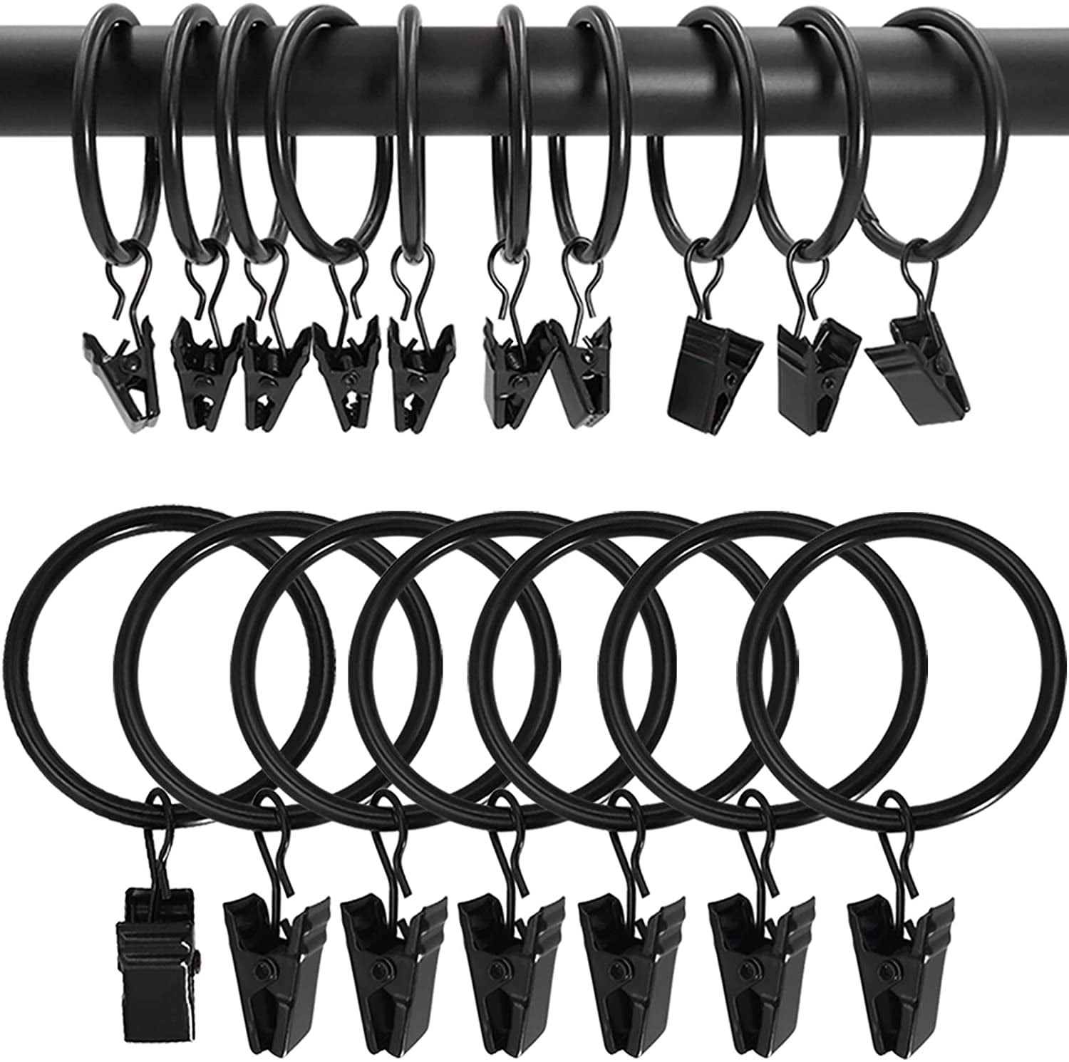 40 Pack Curtain Rings with Clips, Drapery Clips with Rings, Drapes ...