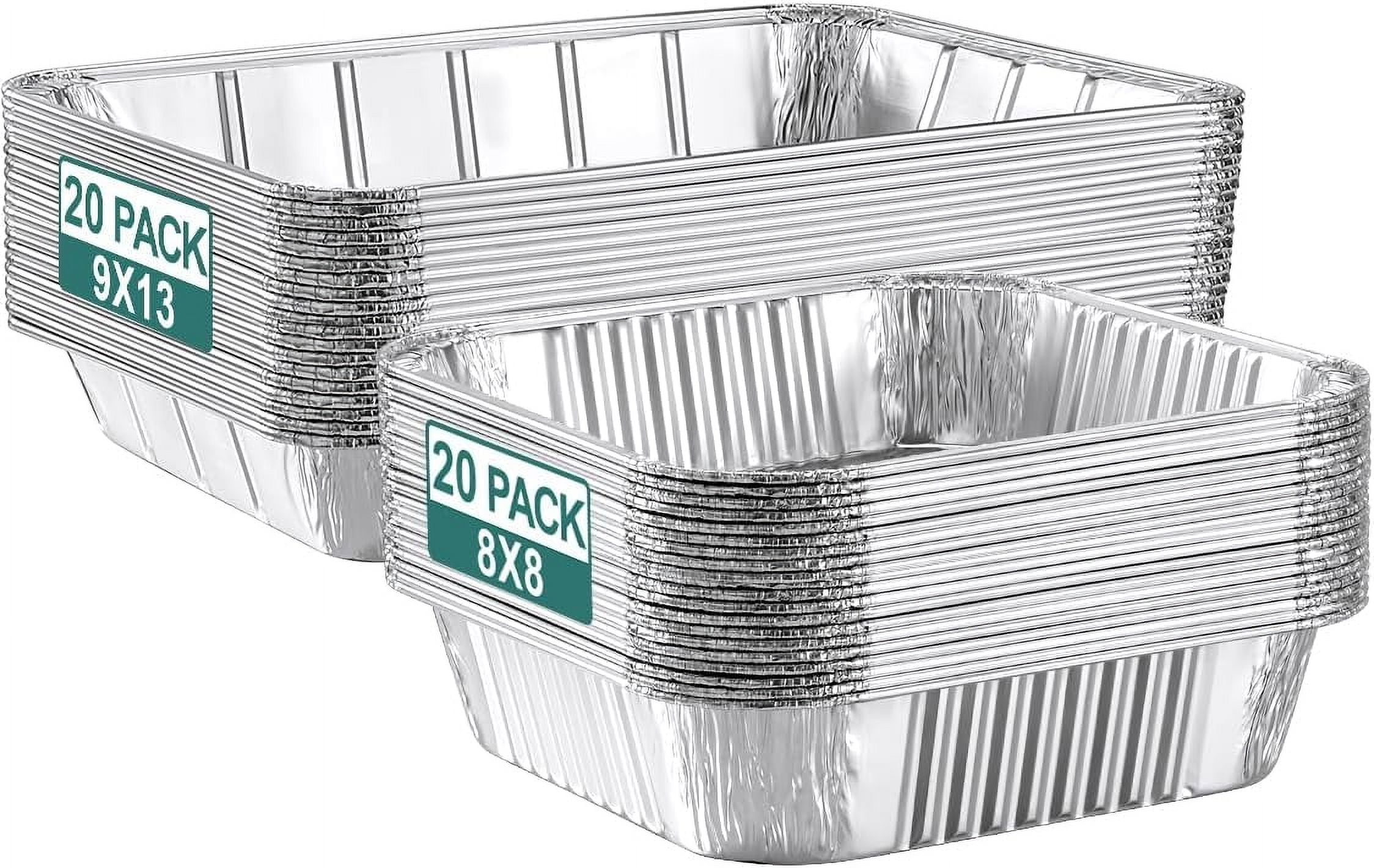 40 Pack Disposable Aluminum Pans Combo Set - 20 Large 9x13 Aluminum ...
