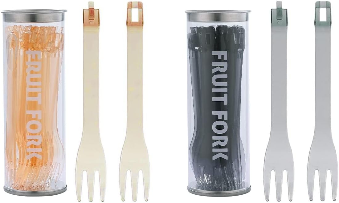40 Pack Disposable Forks 2in1 Detachable Fruit Fork to Clip Dessert ...