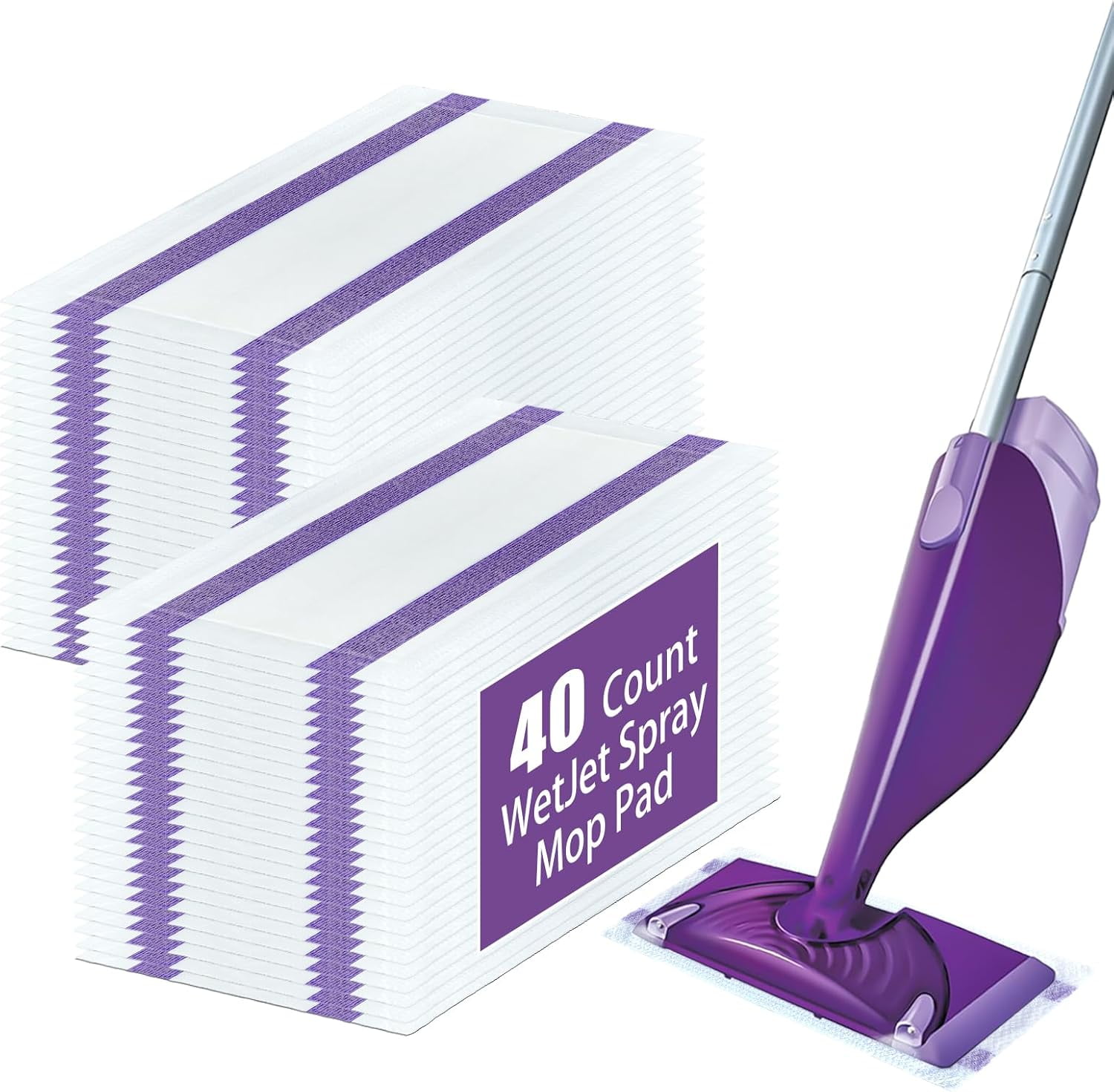 40 Pack Disposable Mop Pad Refills for Wet Jet ，Dry&Wet Mopping Pad ...