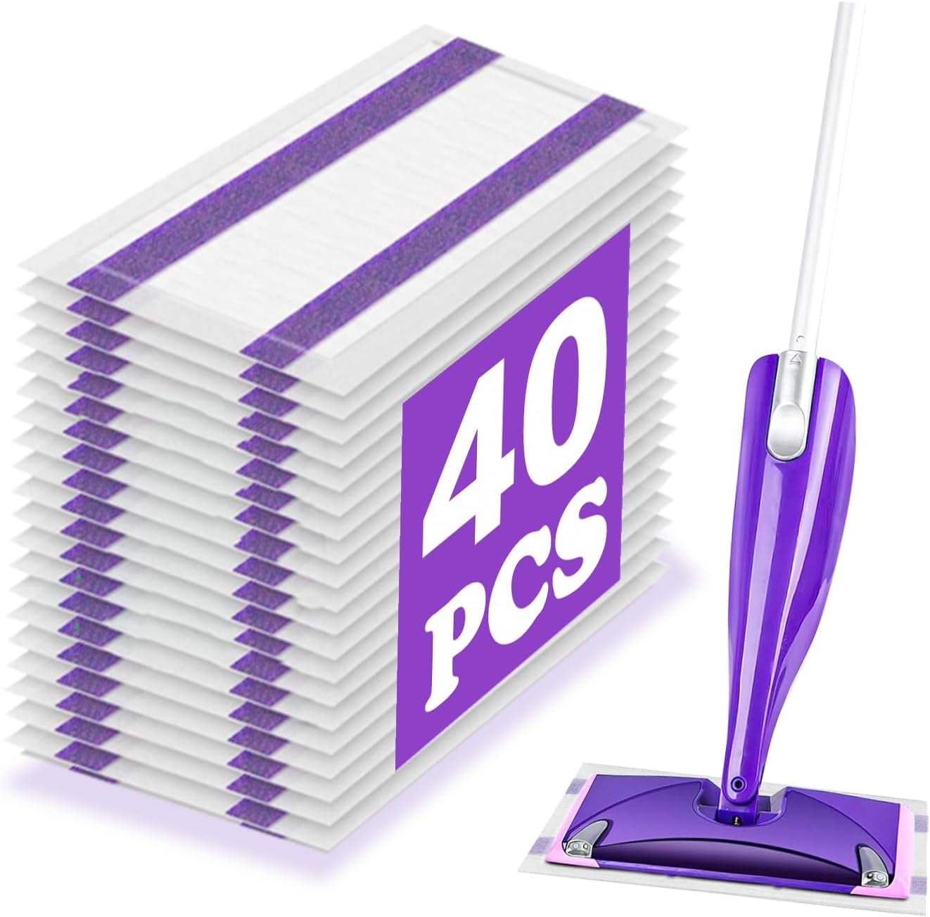 40 Pack Disposable Mop Pad Refills for Wet Jet Spray Mop Pads, Wet Jet ...