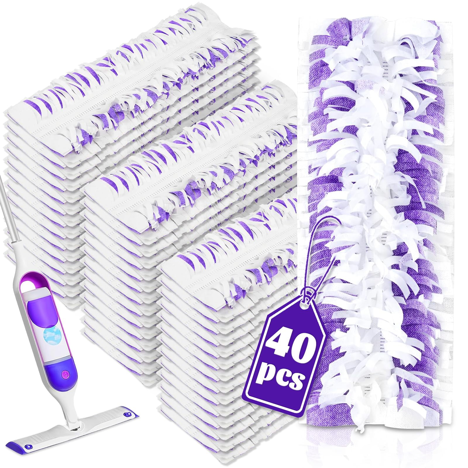 40 Pack Disposable Mop Pads Compatible with Swiffer Power Mop Pads ...