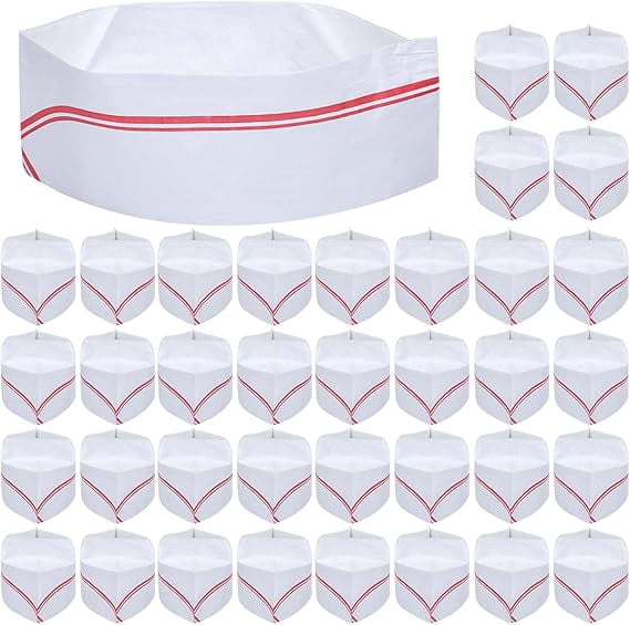 40-Pack Disposable Paper Chef Hats - Soda Jerk Caps for Restaurant ...